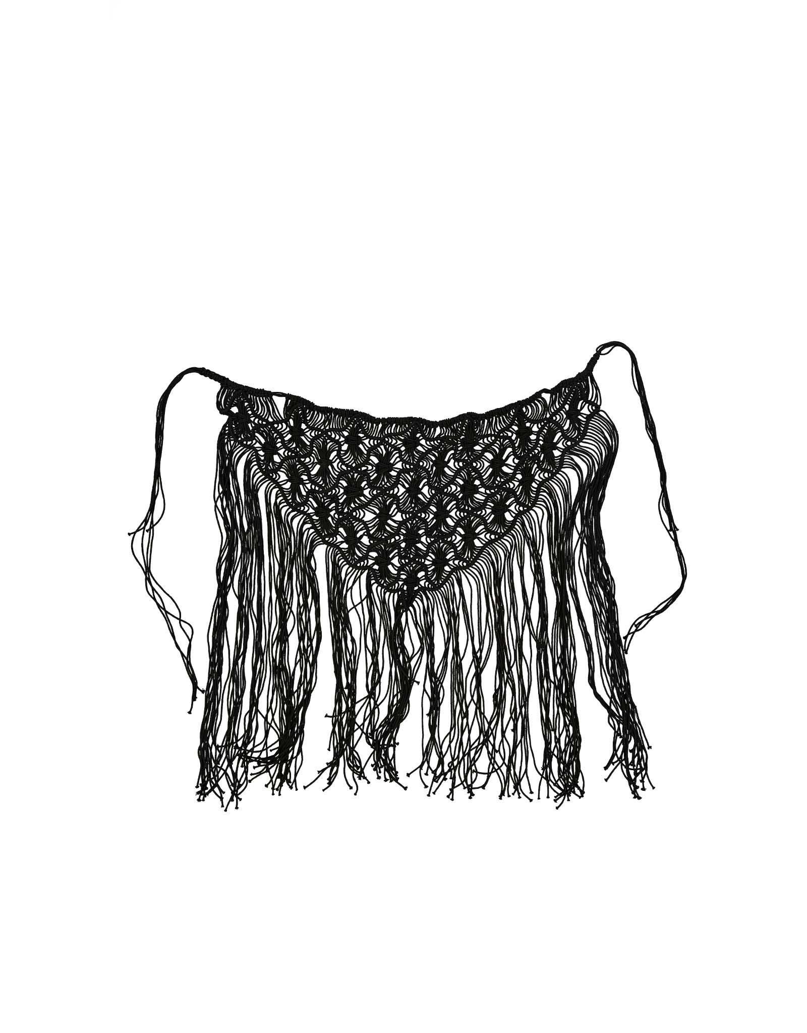 Vintage women's black boho scarf