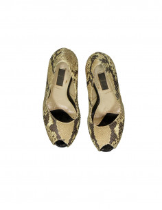 Sand vintage brown animal print real leather sandals