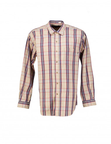 Carli Gry vintage men's 90's brown checkered cotton shirt