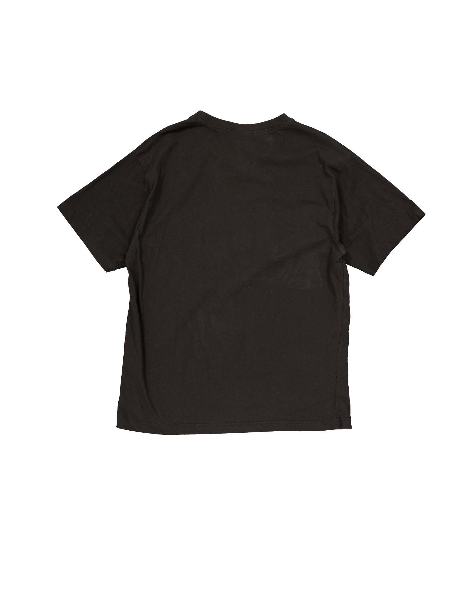 Spiral vintage men's 00's black print cotton goth T-shirt