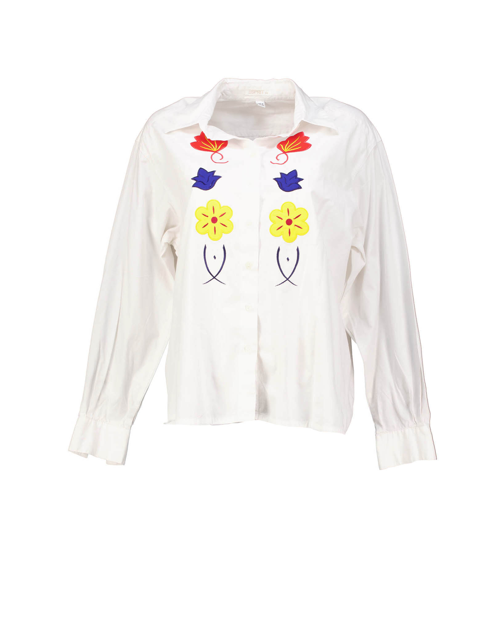 Esprit vintage women's 90's white floral blouse