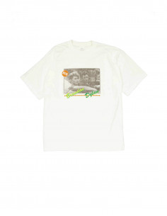 Vintage men's 90's white print cotton T-shirt