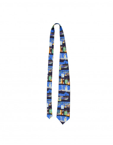 Abb Switchgear vintage men's blue print silk tie