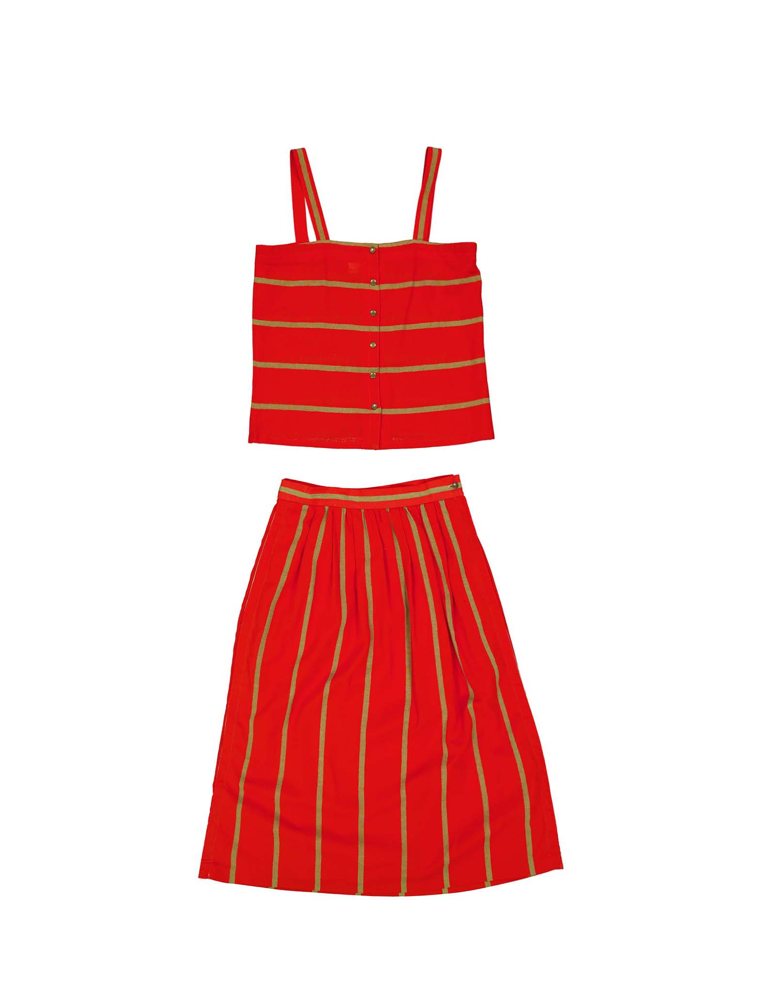 Avantgarde vintage women's 90's red pinstripe cotton set